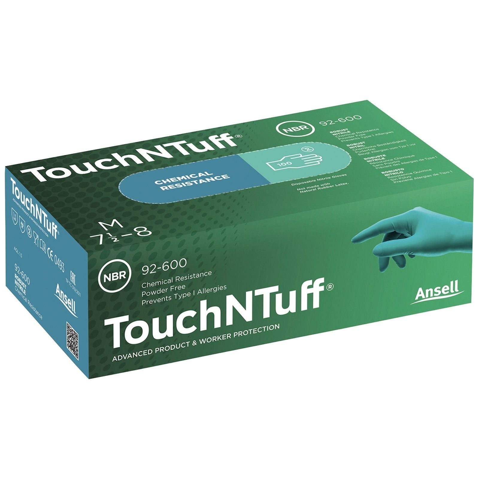 Ansell Touch & Tuff 92-600 grøn nitril pudderfri | Køb hos ...