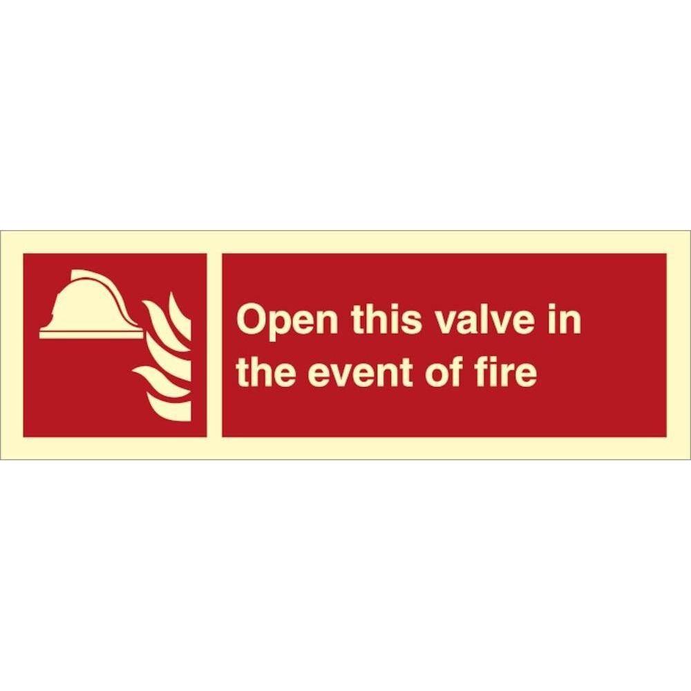Sign IMO Open the valve in the event of fire | Køb hos ...