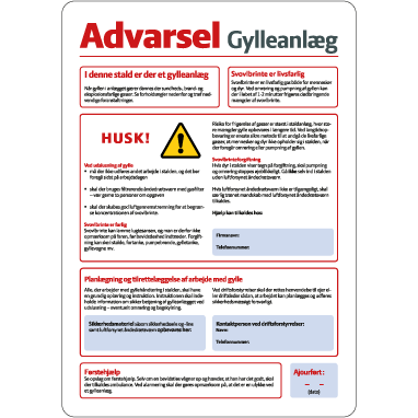 Skilt Advarsel til Gylleanlæg m/ tusch 401676RDA2 |SikkerhedsGiganten ...