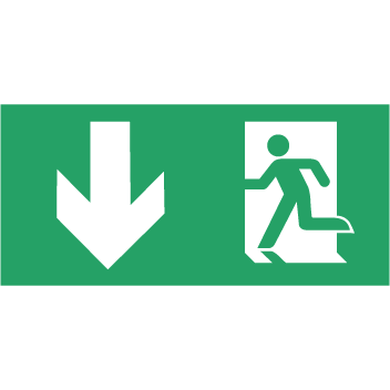 Skilt Flugtvej ned 132007 | Køb hos SikkerhedsGiganten – Sikkerhedsgiganten